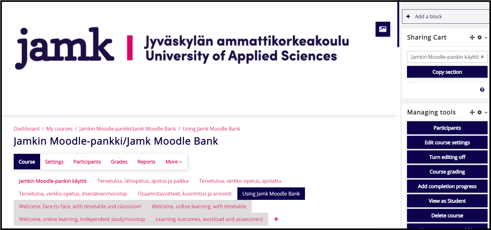 Jamk Moodle Bank - Moodle