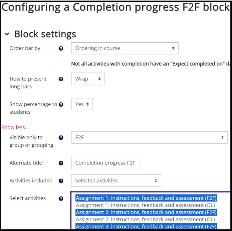 Using student completion progress in Moodle - Moodle